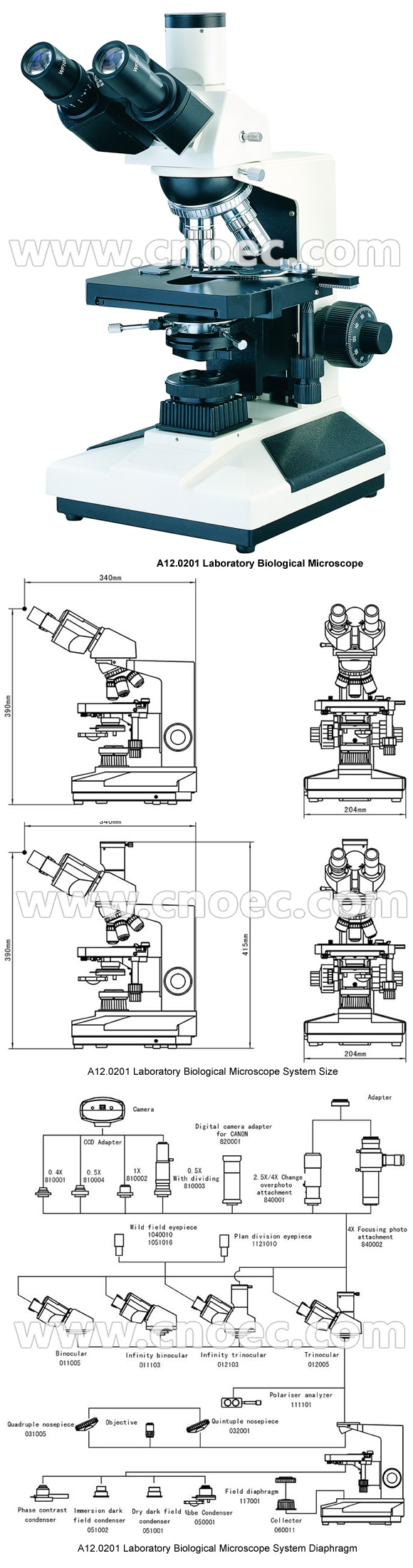 Biological Microscope Plan Objective 40X - 1000X With CE A12.0201