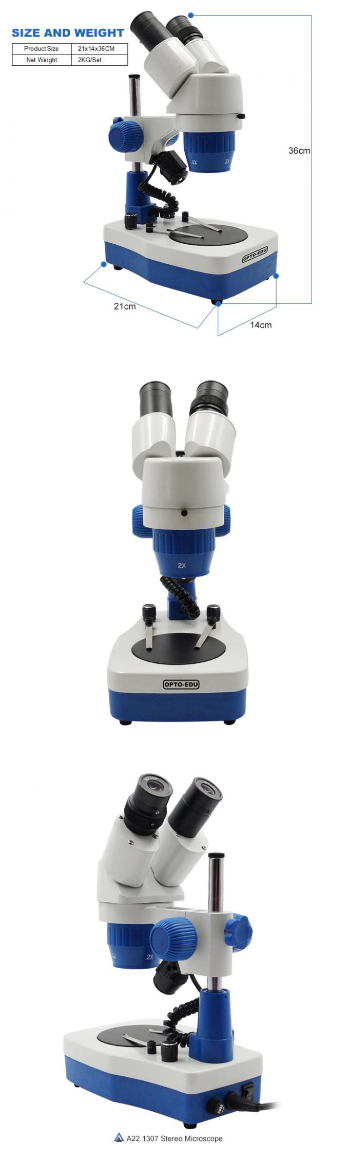 Portable Dissecting Binocular Stereo Optical Microscope LED 2x/4x 1x/3x OPTO-EDU A22.1307