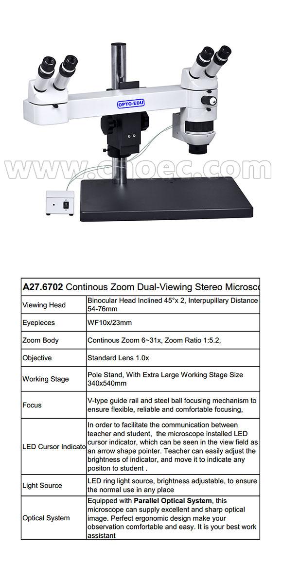 Zoom Dual Viewing Stereo Optical Microscope Continous Parallel Optical ...