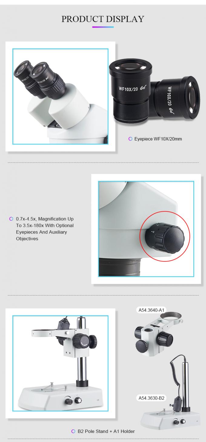 Halogen Lamp Binocular Stereoscopic Microscope 12v 15w Good Color Rendering