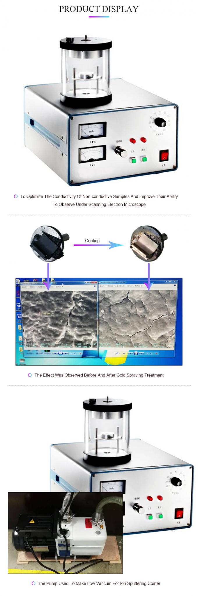 1.6kv Mini Scanning Electron Microscope Sample Coating Ion Sputtering ...