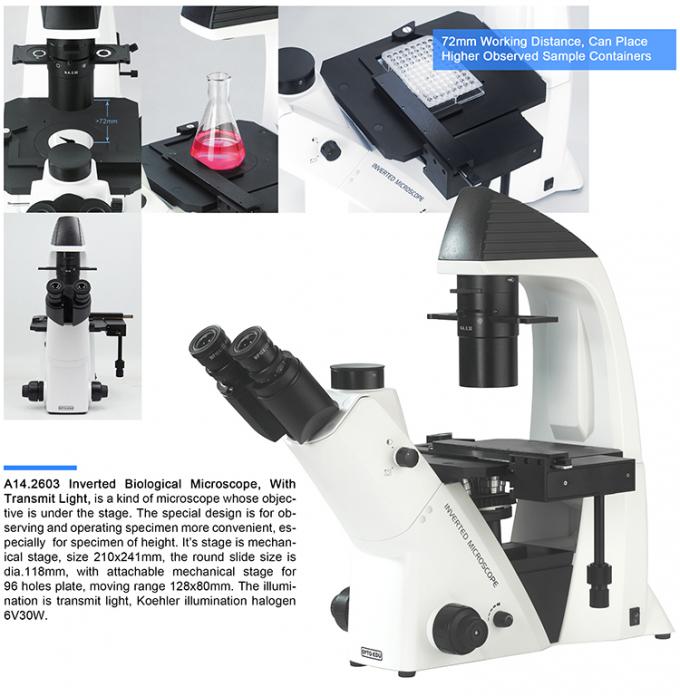 A14.2603 OPTO-EDU Portable Inverted Microscope Trinocular Transmit Light