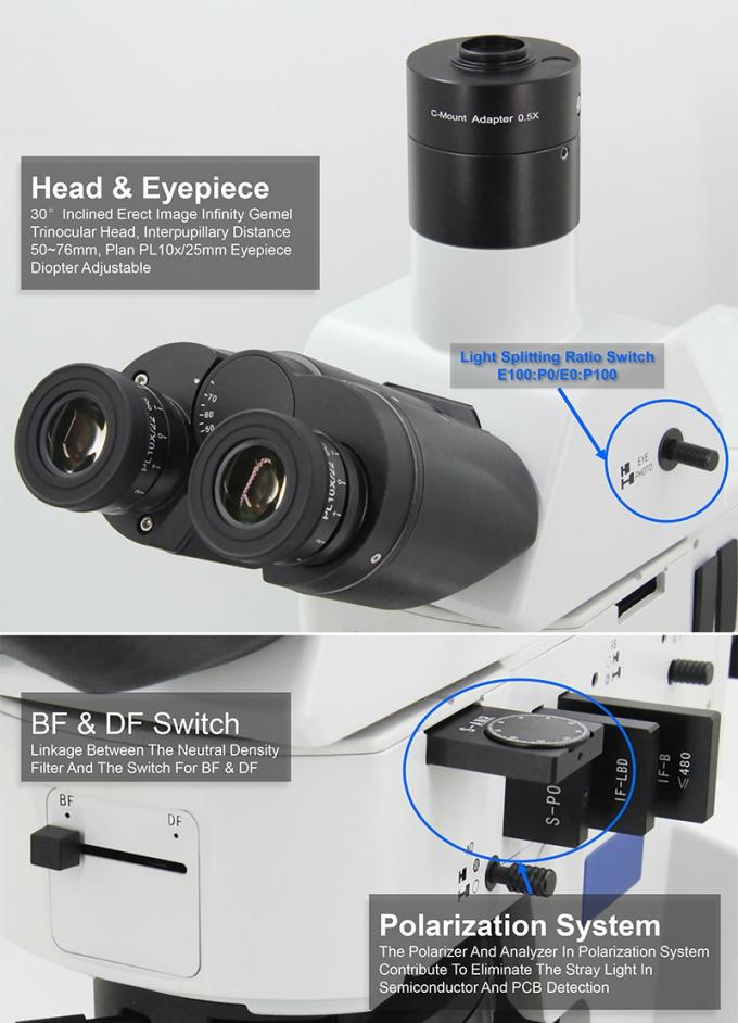 APO DIC Metallurgical Optical Microscope Halogen Lamp Illumination