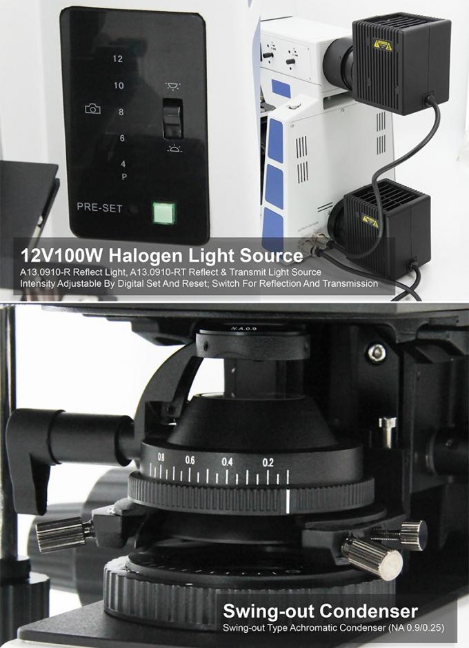 APO DIC Metallurgical Optical Microscope Halogen Lamp Illumination