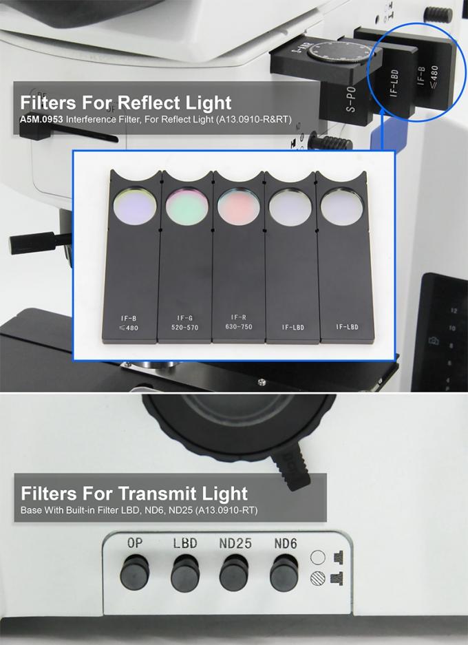 APO DIC Metallurgical Optical Microscope Halogen Lamp Illumination