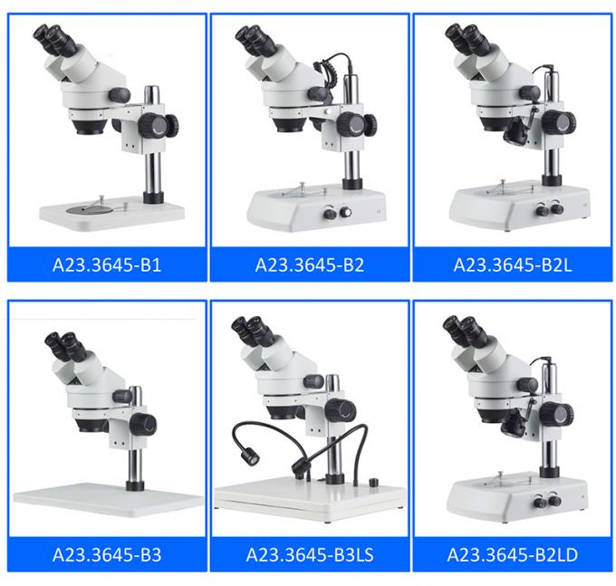 A23.3645 Opto Edu Trinocular Stereo Microscopes Magnification 7-45x