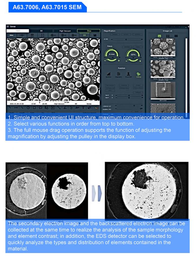 A63.7006 Tungsten Filament SEM Microscope 20x-60000x