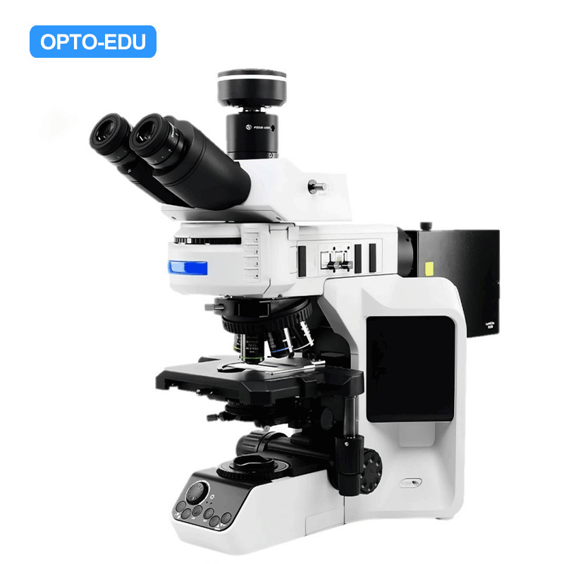 Opto Edu Trinocular Fluorescence Microscope with Infinity Plan Optics